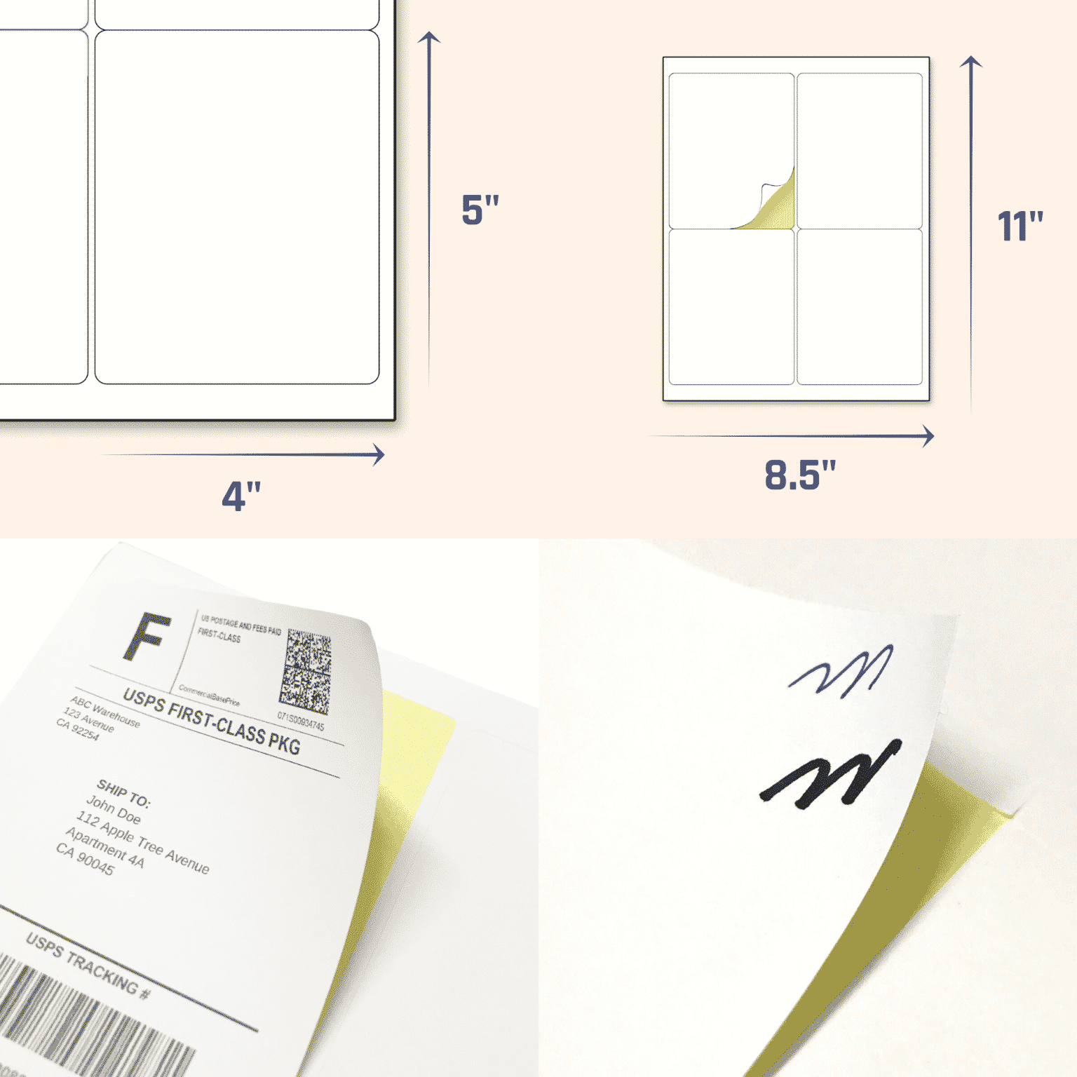Printing Labels | 4" x 5", Matte White Labels (30/150 sheets) - TownStix