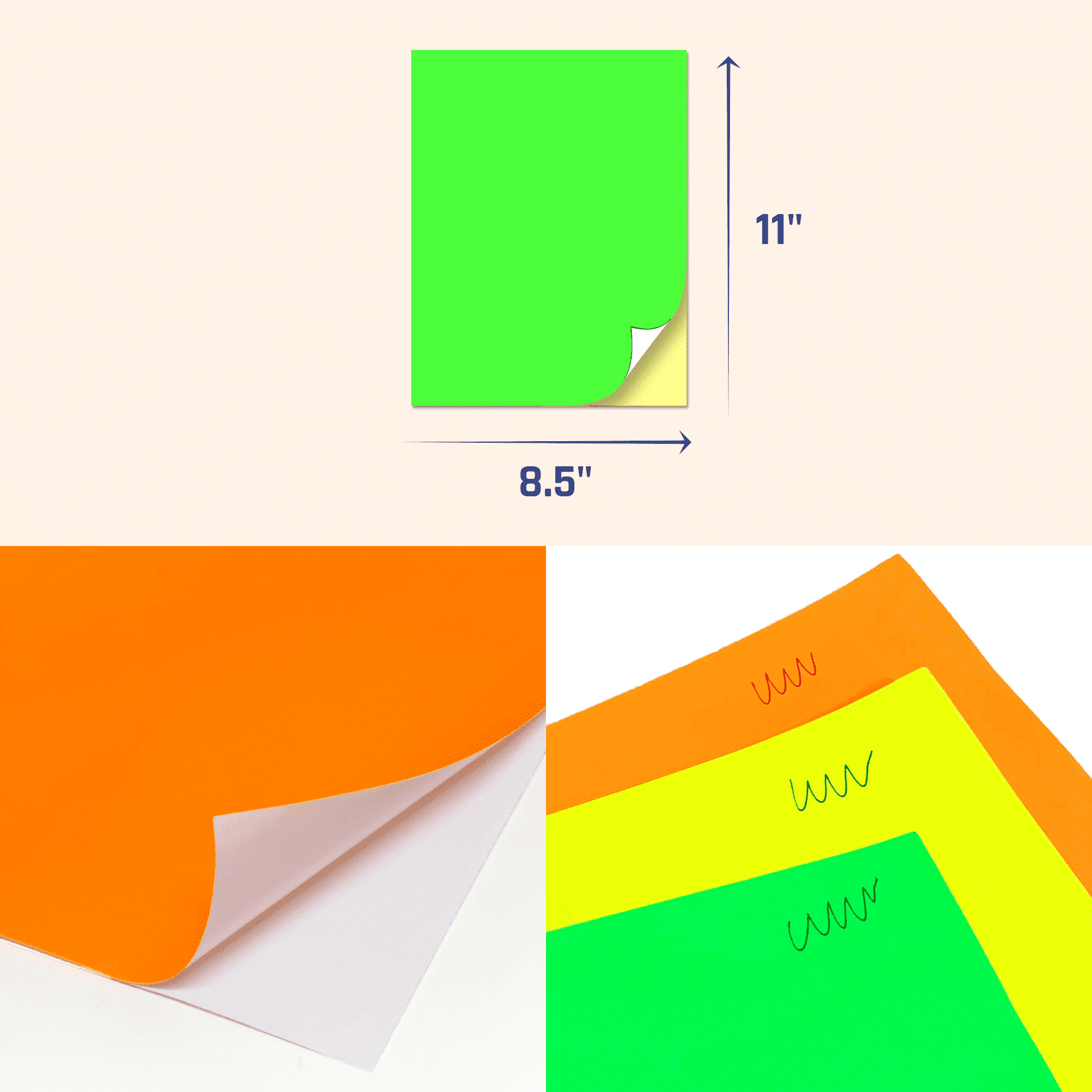 8.5" x 11", Neon Matte Labels - TownStix