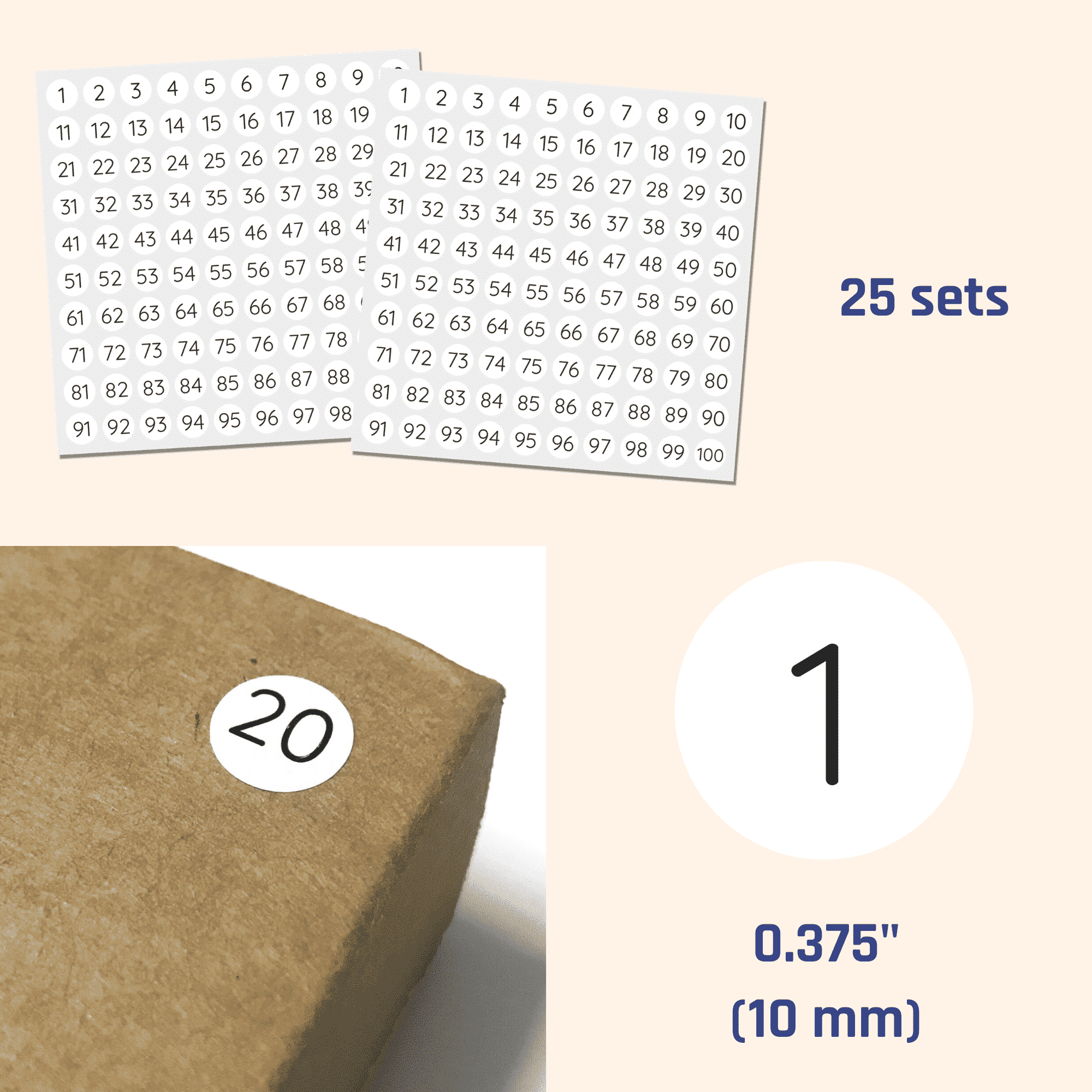1 to 100 Number Round Labels - TownStix