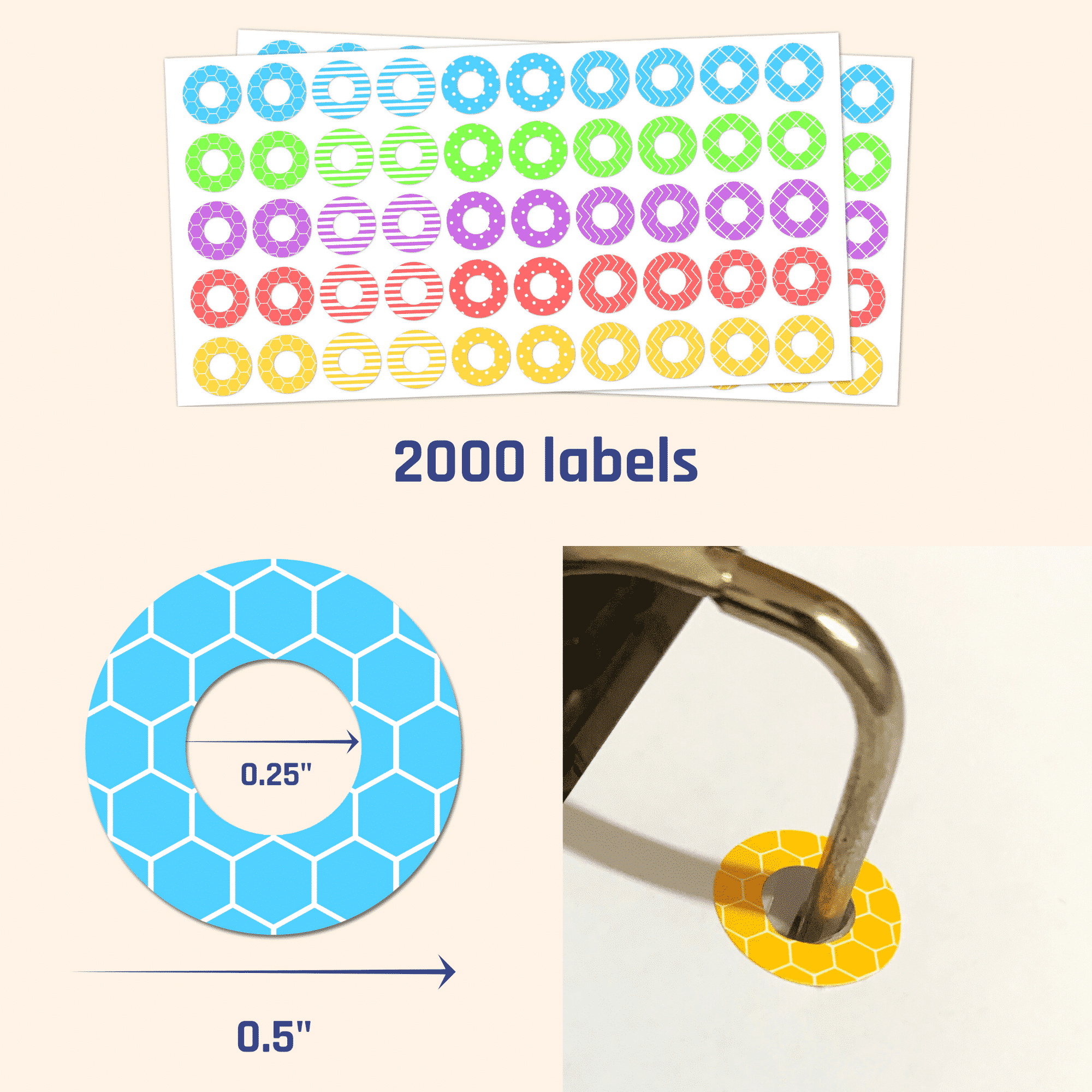 Reinforcement Hole Labels - 20 Assorted Designs - TownStix