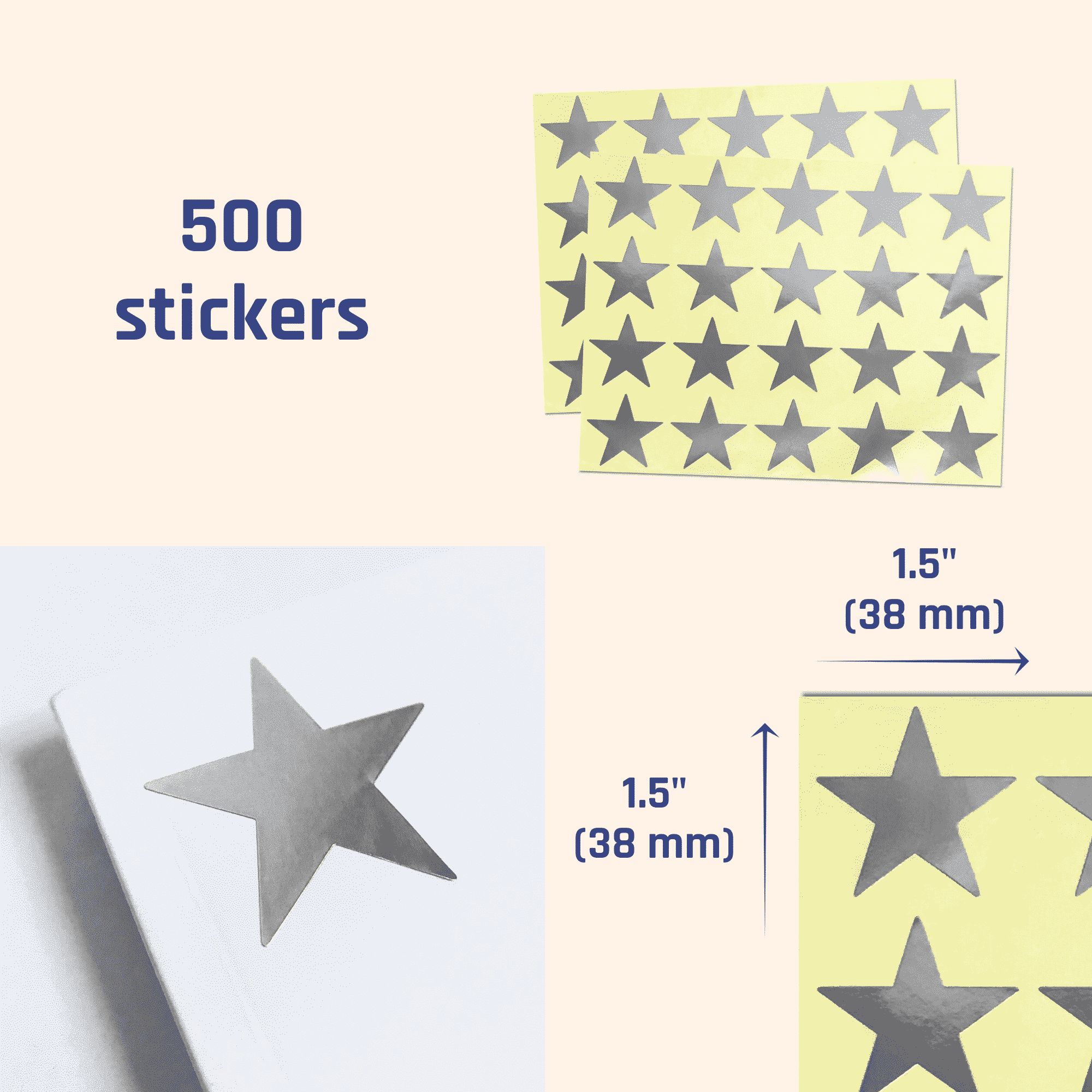 Silver Star Stickers - TownStix
